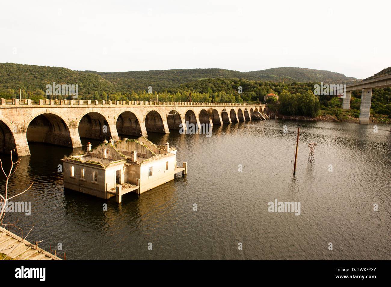 17 January 2024 - Italy, Sardinia, province of Oristano, artificial dam ...