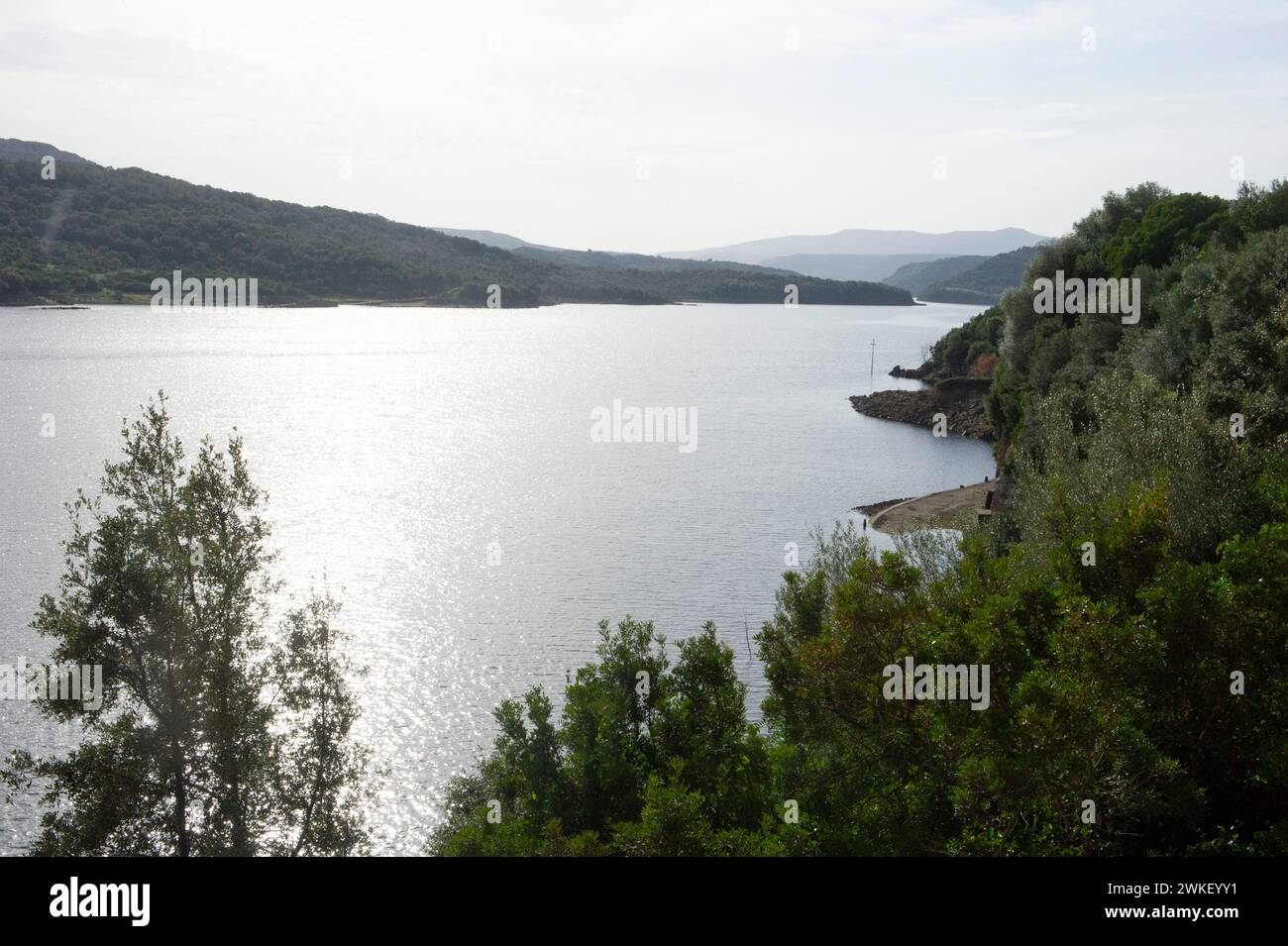 17 January 2024 - Italy, Sardinia, province of Oristano, artificial dam ...