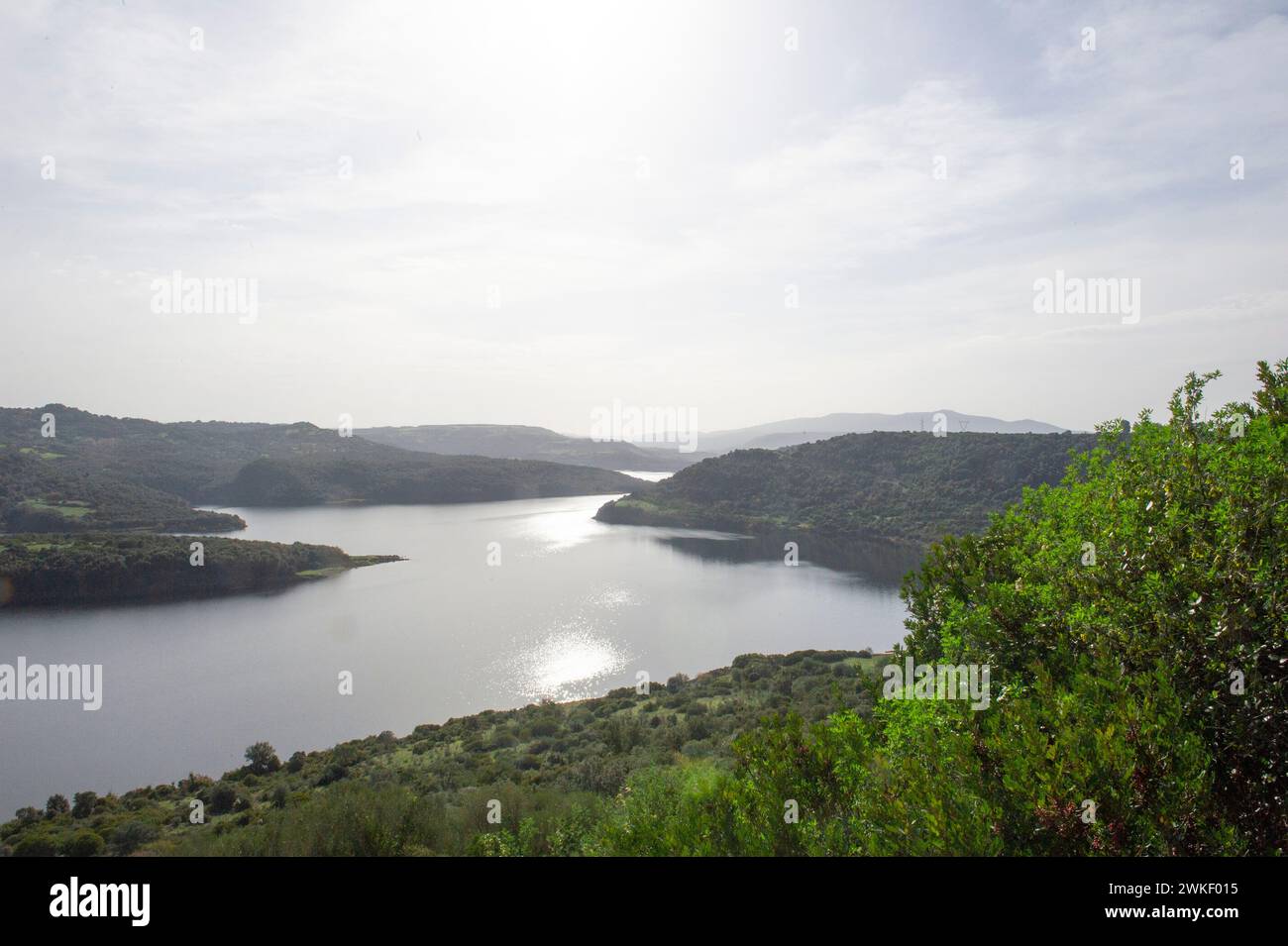 17 January 2024 - Italy, Sardinia, province of Oristano, artificial dam ...