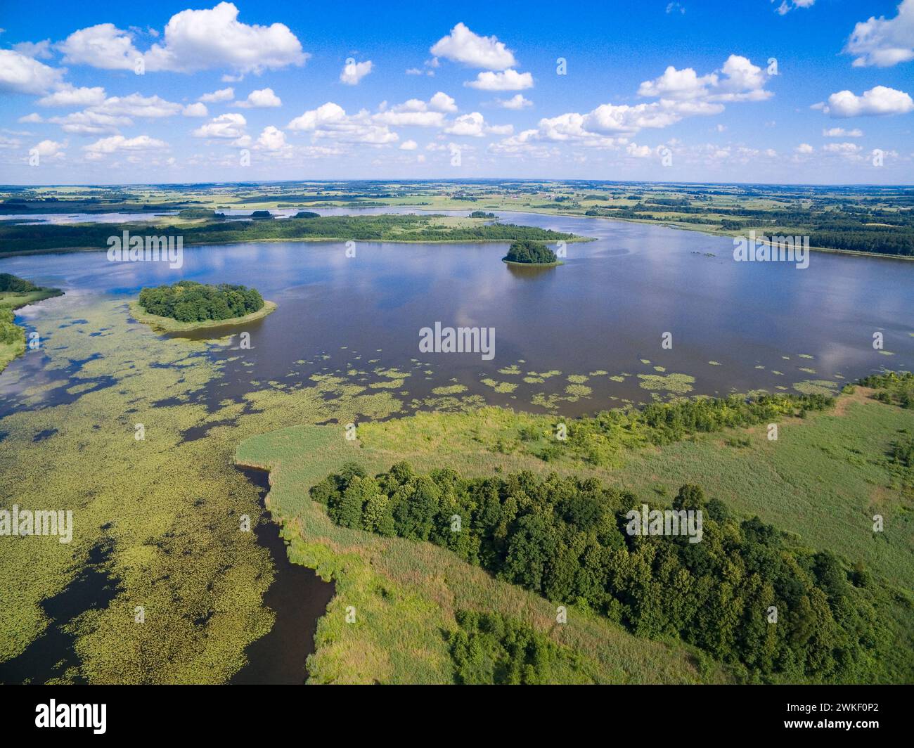 Aerial view of beautiful landscape of Seven Island Lake Nature Reserve ...
