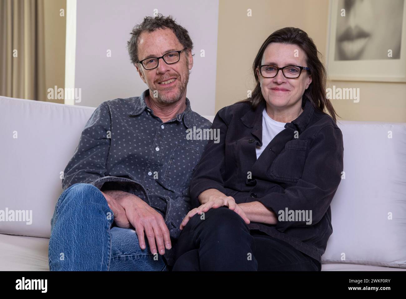 Writer/director Ethan Coen, left, and writer Tricia Cooke pose for a ...