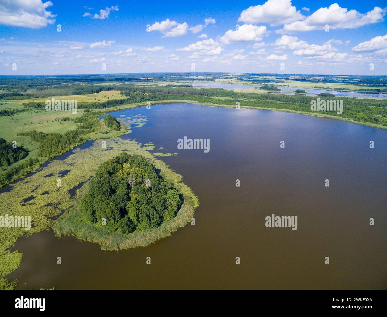 Aerial view of beautiful landscape of Seven Island Lake Nature Reserve ...