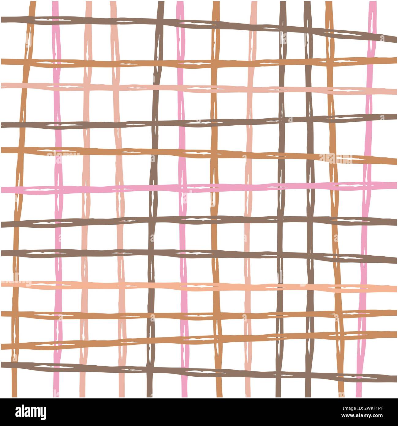 Vector hand drawn cute checkered pattern. Doodle Plaid geometrical ...