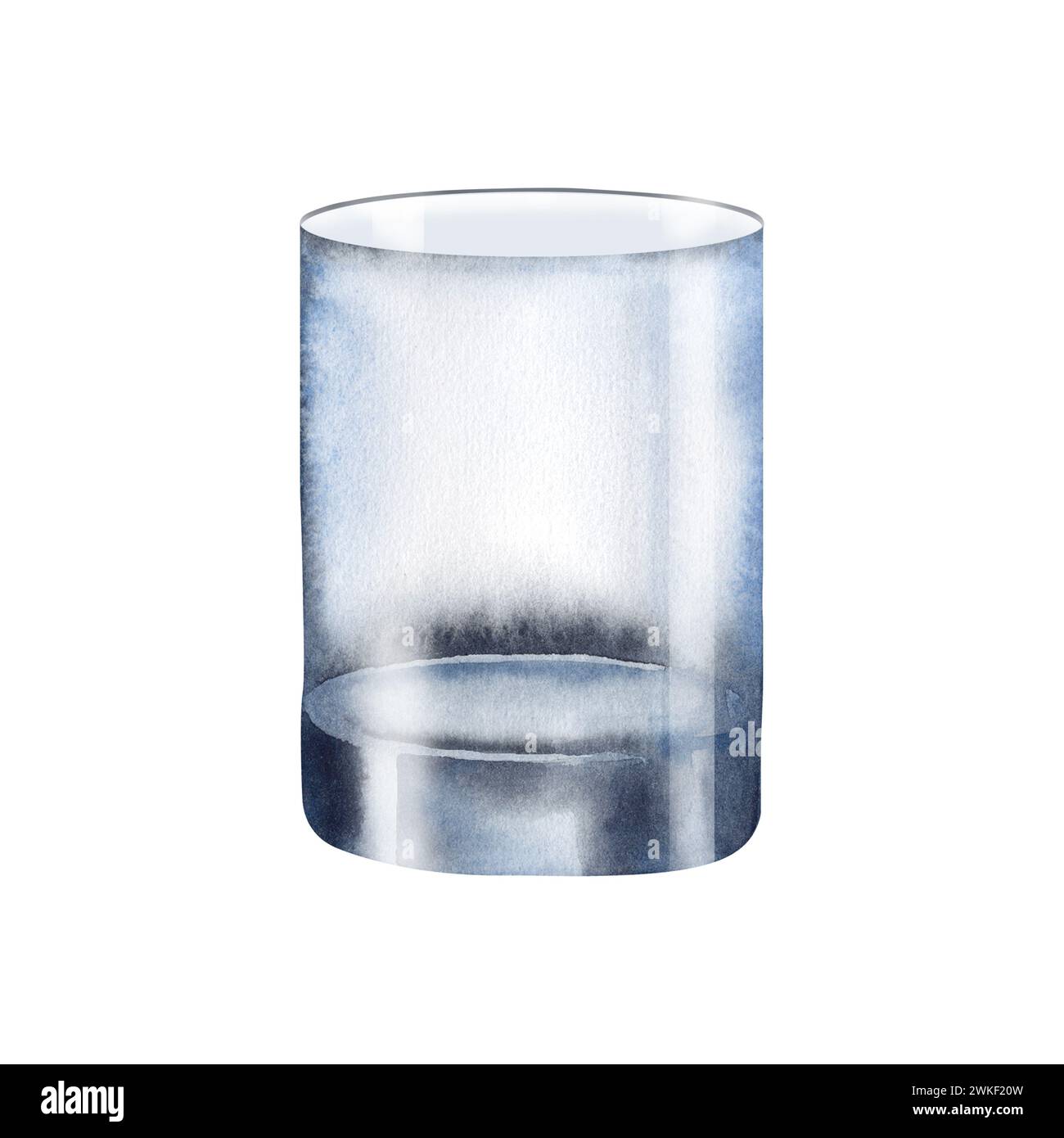 Transparent glass watercolor glass on a white background. Realistic ...