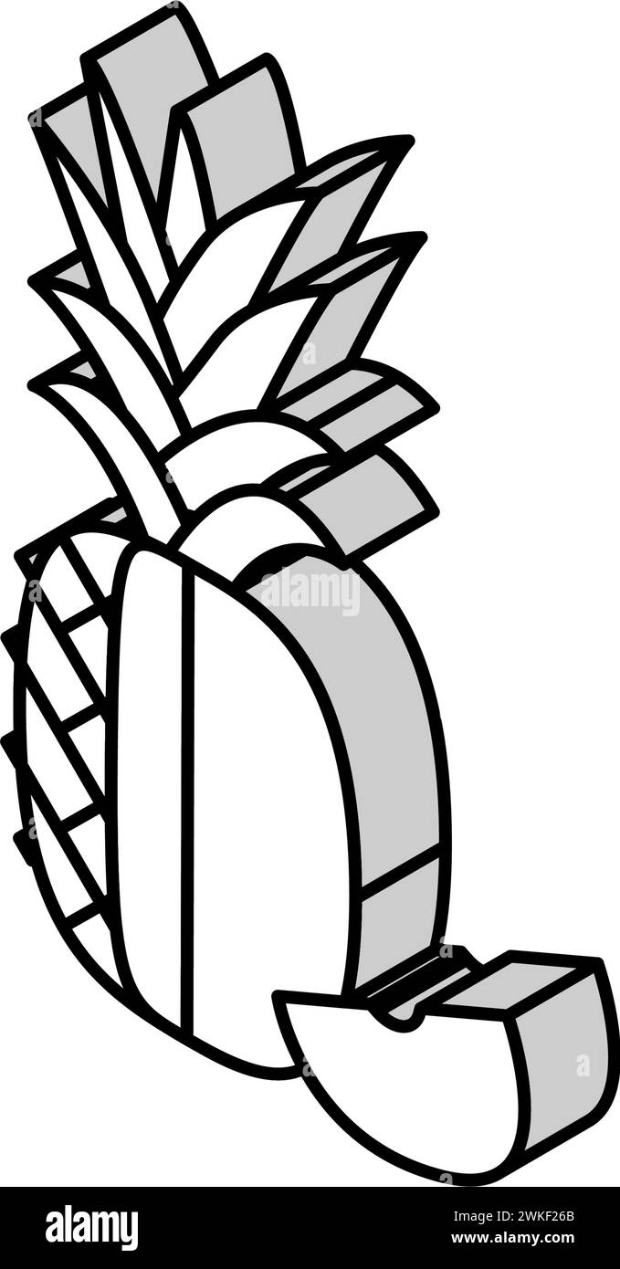 pineapple one cut slice isometric icon vector illustration Stock Vector ...