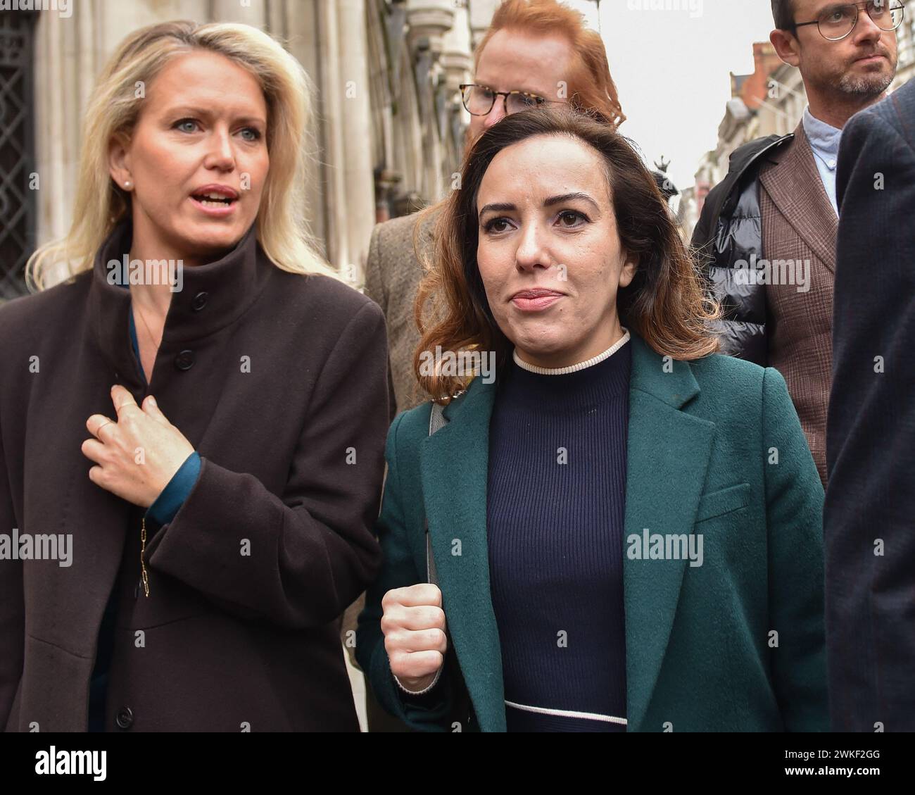 Stella Assange (R), the wife of Julian Assange, arrives at the Royal ...