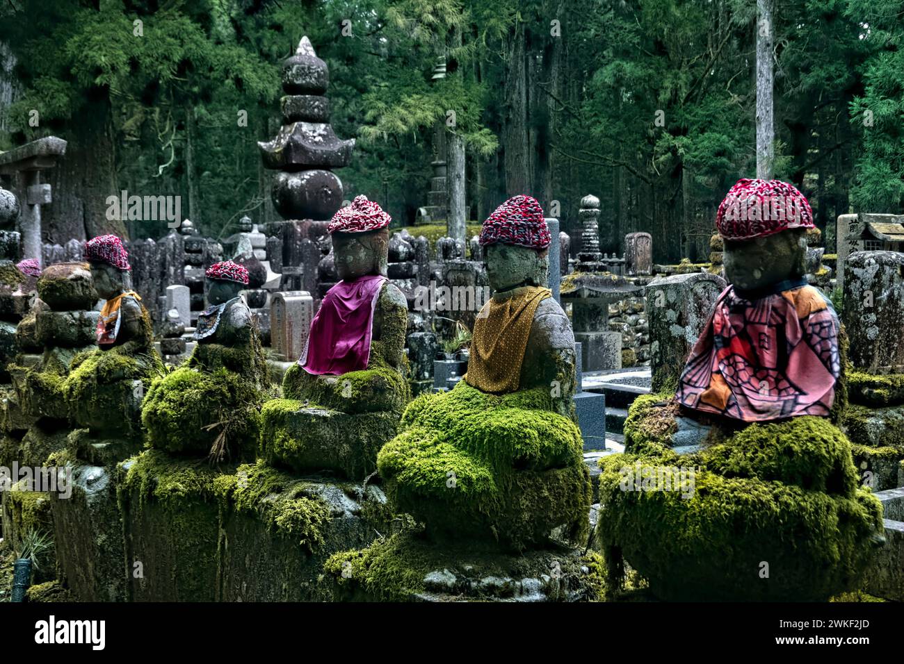 Jizo statues in the Okunoin Cemetery, Mount Koya (Koyasan), Wakayama ...