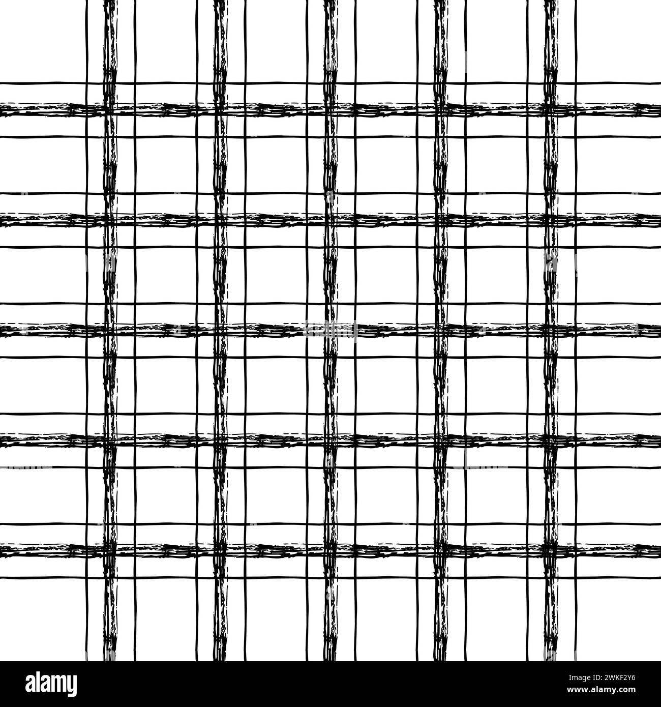 Vector hand drawn grunge checkered pattern. Doodle Plaid geometrical ...