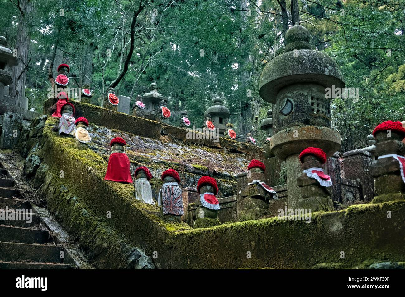 Jizo statues in the Okunoin Cemetery, Mount Koya (Koyasan), Wakayama ...