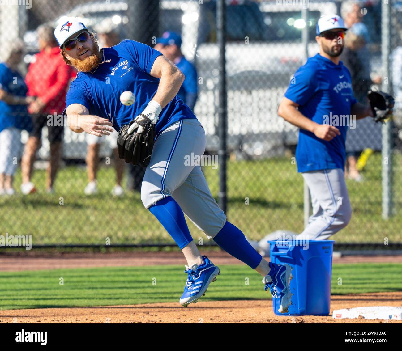 Toronto Blue Jays' Justin Turner throws from third base during at ...