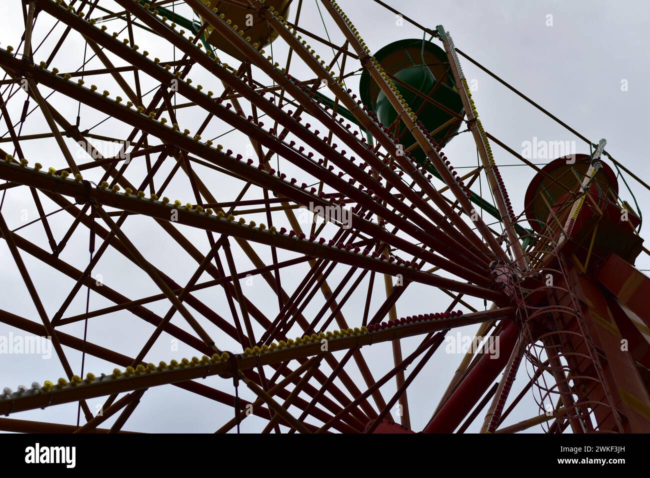 A close-up of the Ferris wheel and its details awaiting the first ...