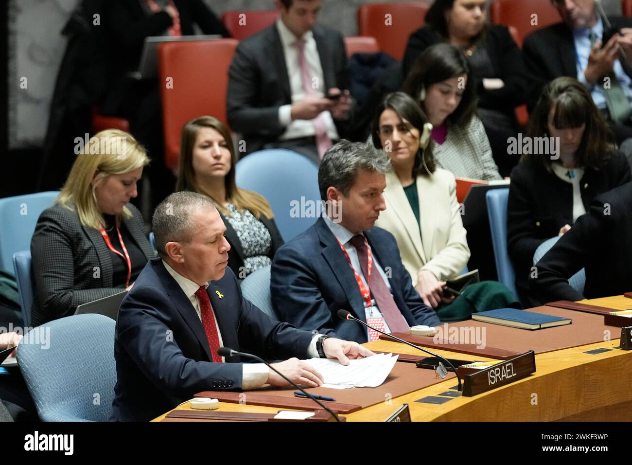 Gilad Erdan, Israeli Ambassador to the United Nations, bottom left ...