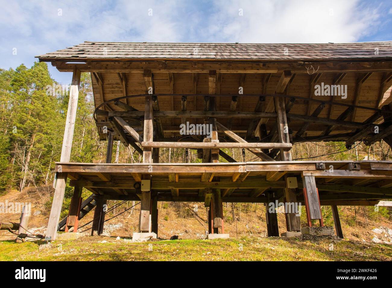 Golobar Telpher Line lower station, Slovenia - an historic timber cable ...