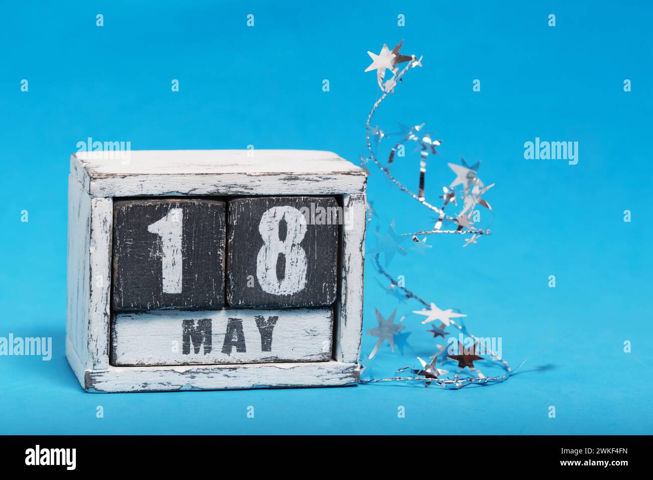 May 18 on calendar lying on blue background. Spring Astronomy Day Stock ...