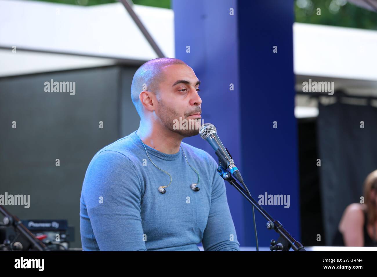 London, UK. 25 June 2022. Rapper Lowkey (Kareem Dennis) performs to ...
