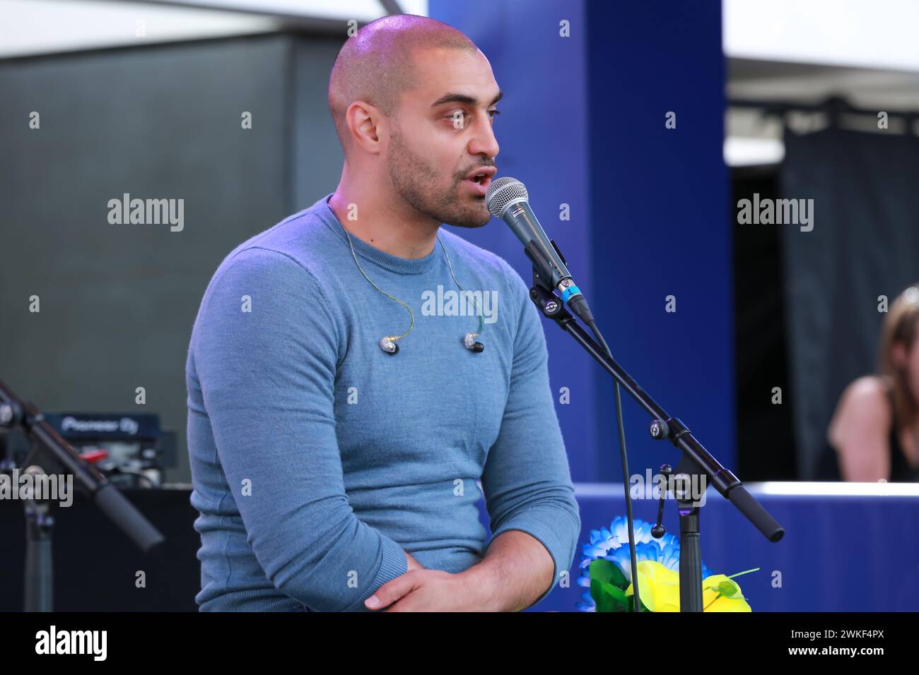 London, UK. 25 June 2022. Rapper Lowkey (Kareem Dennis) performs to ...