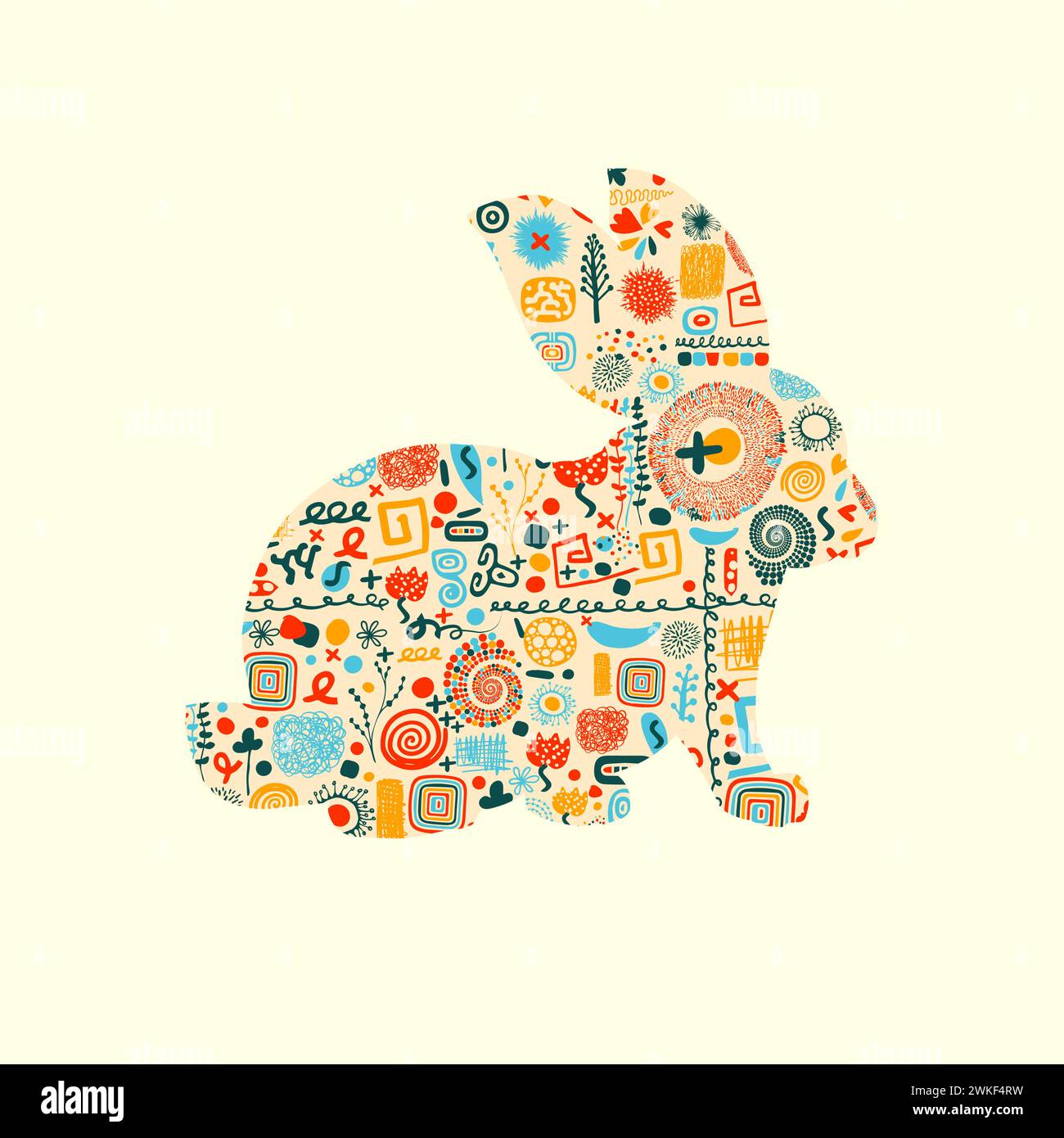 Easter card with bunny. Postcard Happy Easter . hand drawing. Not AI ...