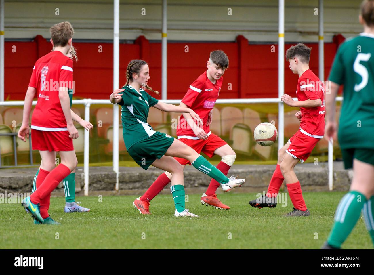 Briton Ferry, Wales. 3 April 2022. Olivia Francis of FAW Girls Academy ...