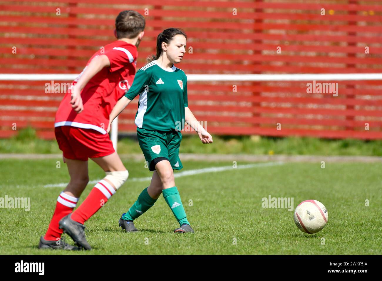 Briton Ferry, Wales. 3 April 2022. Lauren Davies of FAW Girls Academy ...