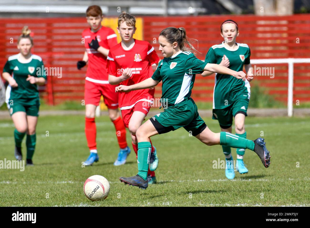 Briton Ferry, Wales. 3 April 2022. Lauren Davies of FAW Girls Academy ...