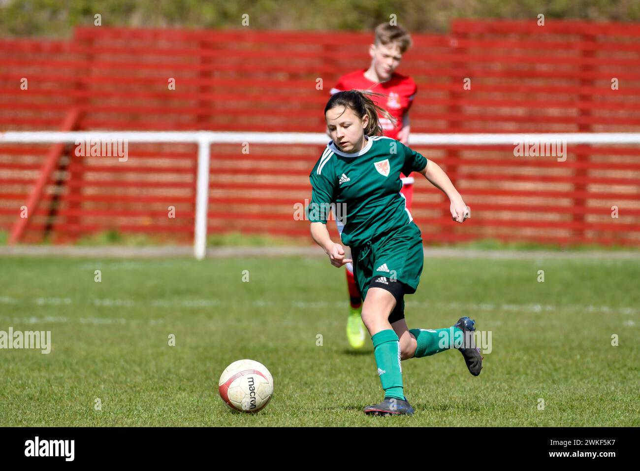 Briton Ferry, Wales. 3 April 2022. Lauren Davies of FAW Girls Academy ...