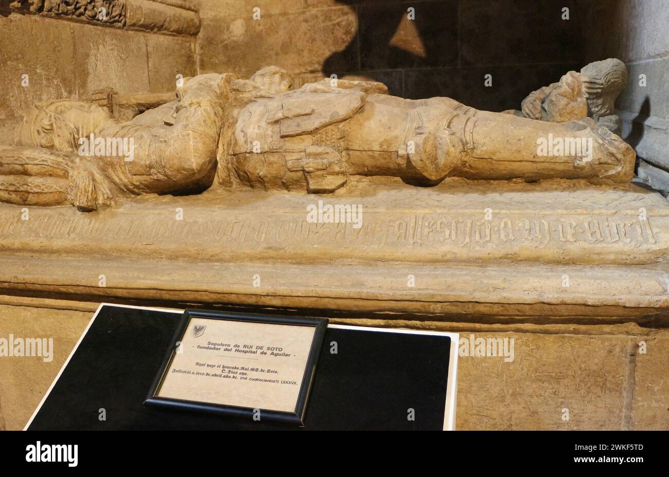 Stone sarcophagus of Rui de Soto founder of the hospital dated 1487 ...