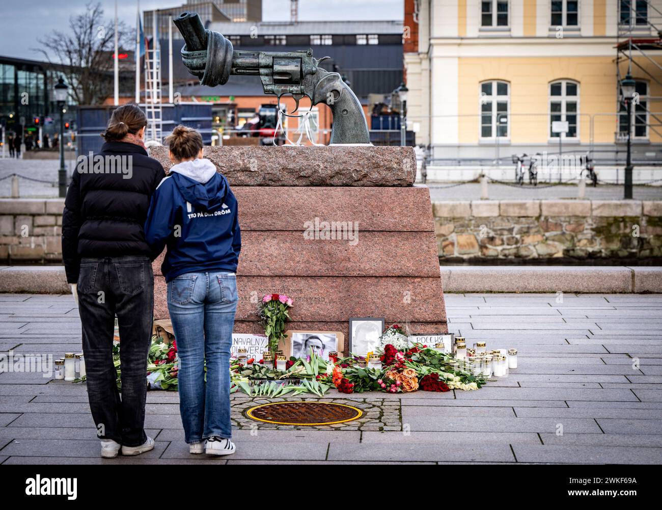Flowers, lights and portraits at the memorial site for Alexei Navalny ...