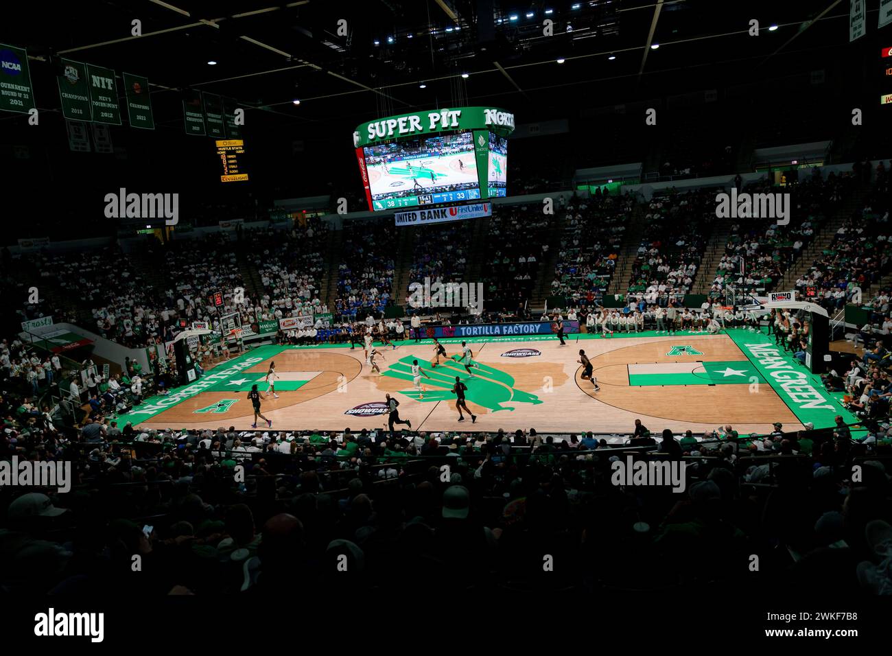 DENTON, TX - FEBRUARY 15: North Texas Mean Green and Memphis Tigers ...