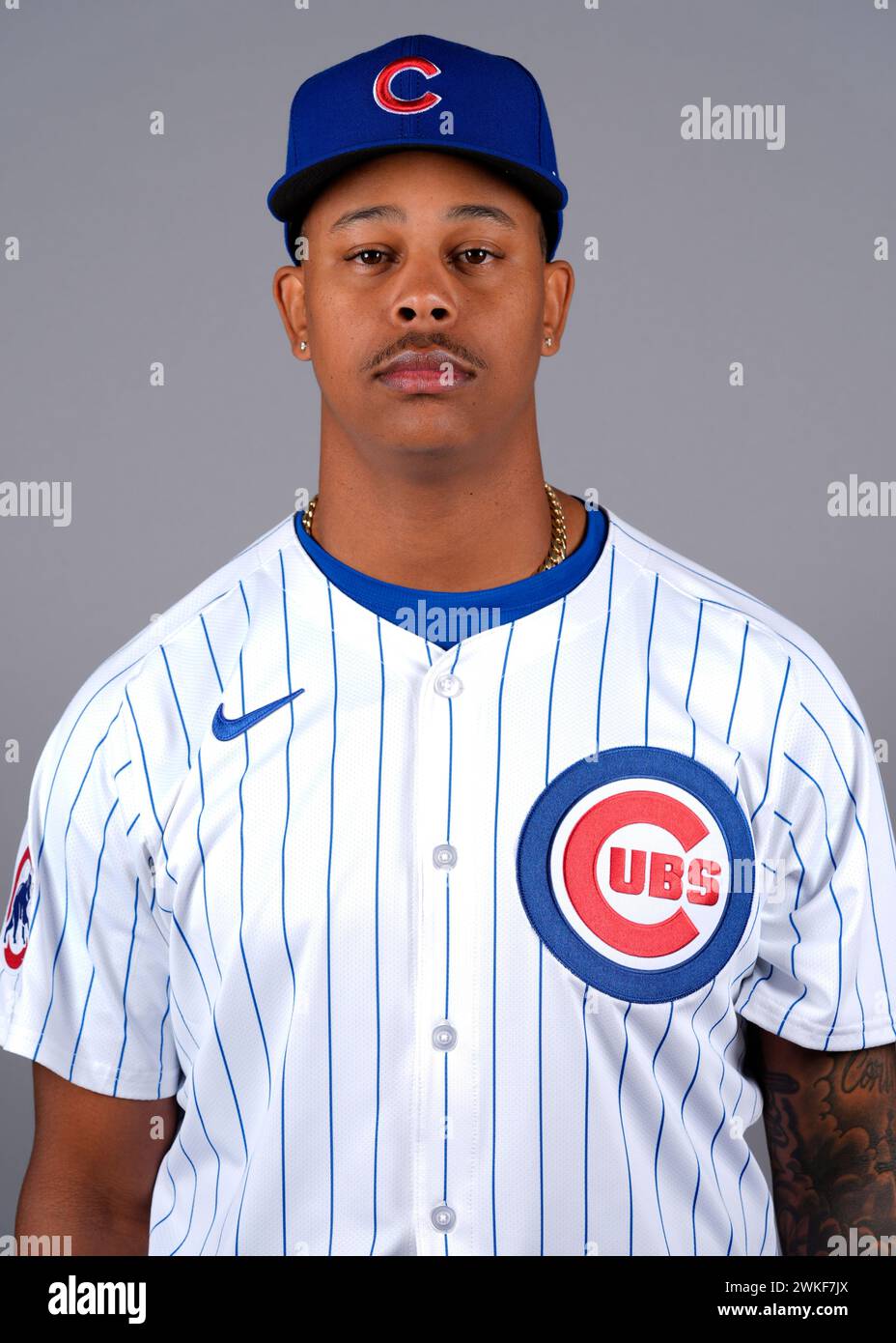 This is a 2024 photo of Yency Almonte of the Chicago Cubs baseball team ...