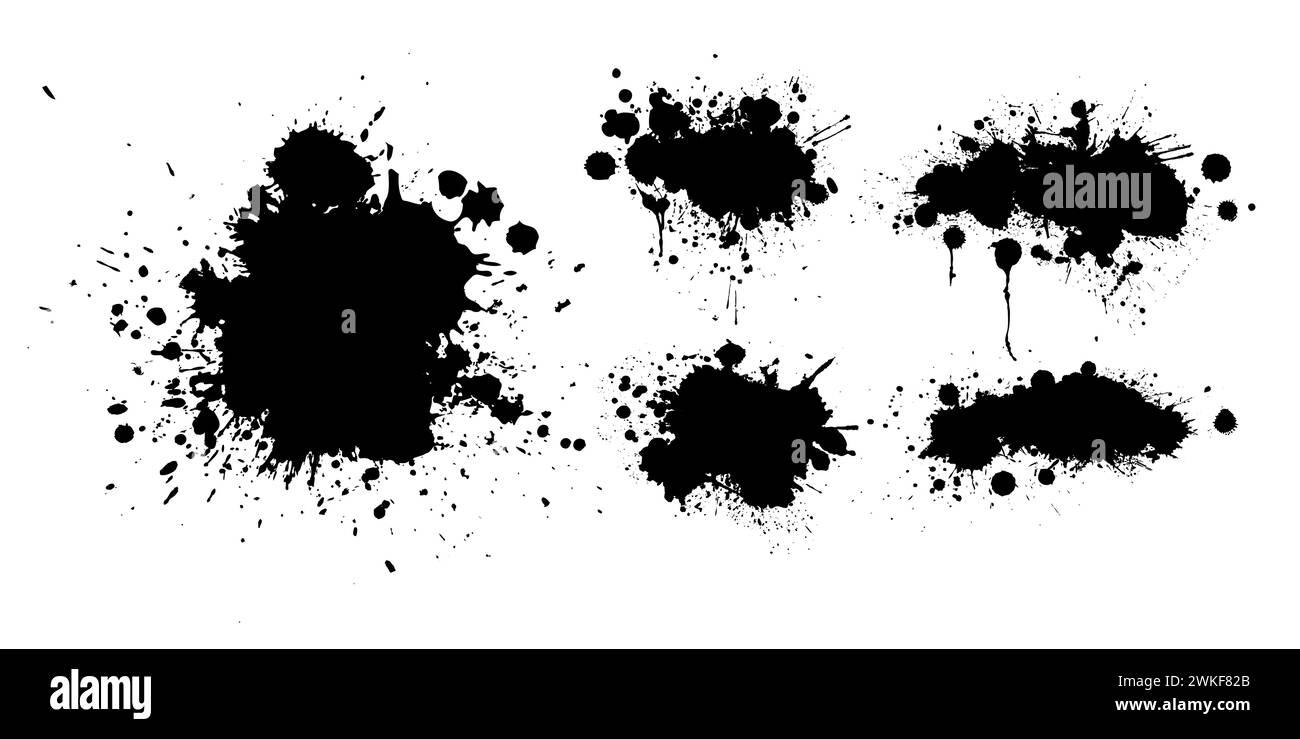 Set of abstract black blots. hand drawing. Not AI, Vector illustration ...