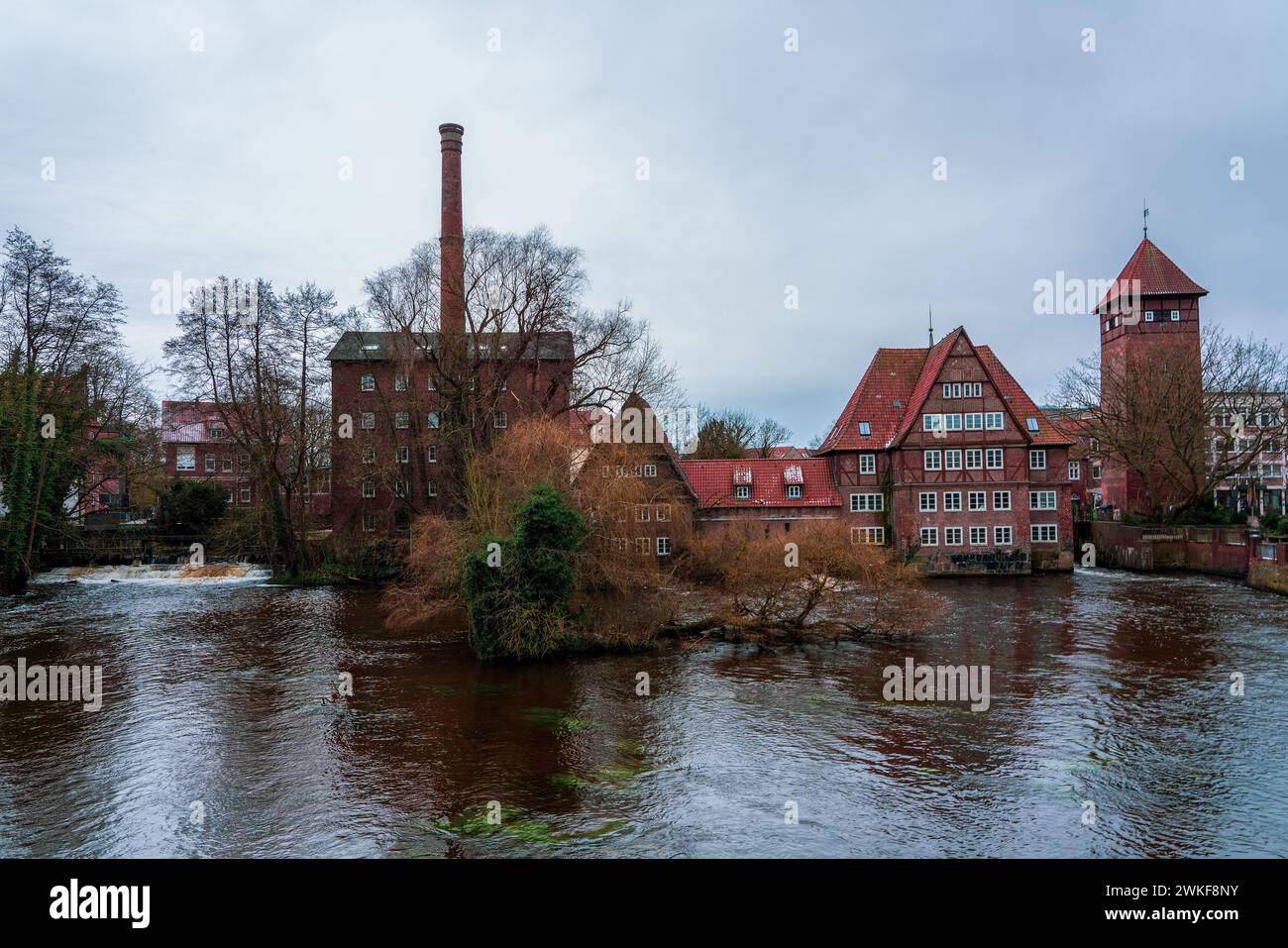 Panoramic view of the architecture of the old town of Lüneburg in ...