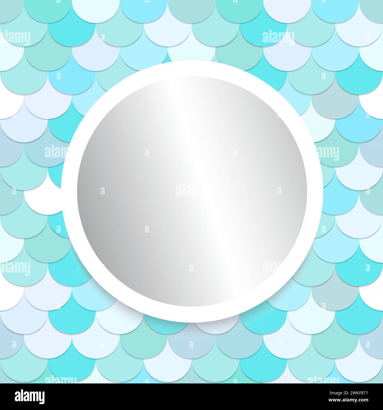 Mirror with white frame on fish scales wall tiles Stock Vector Image ...