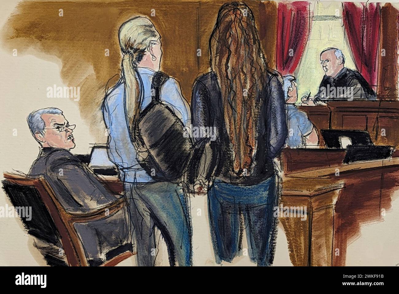 In this courtroom sketch, former Honduran President Juan Orlando ...