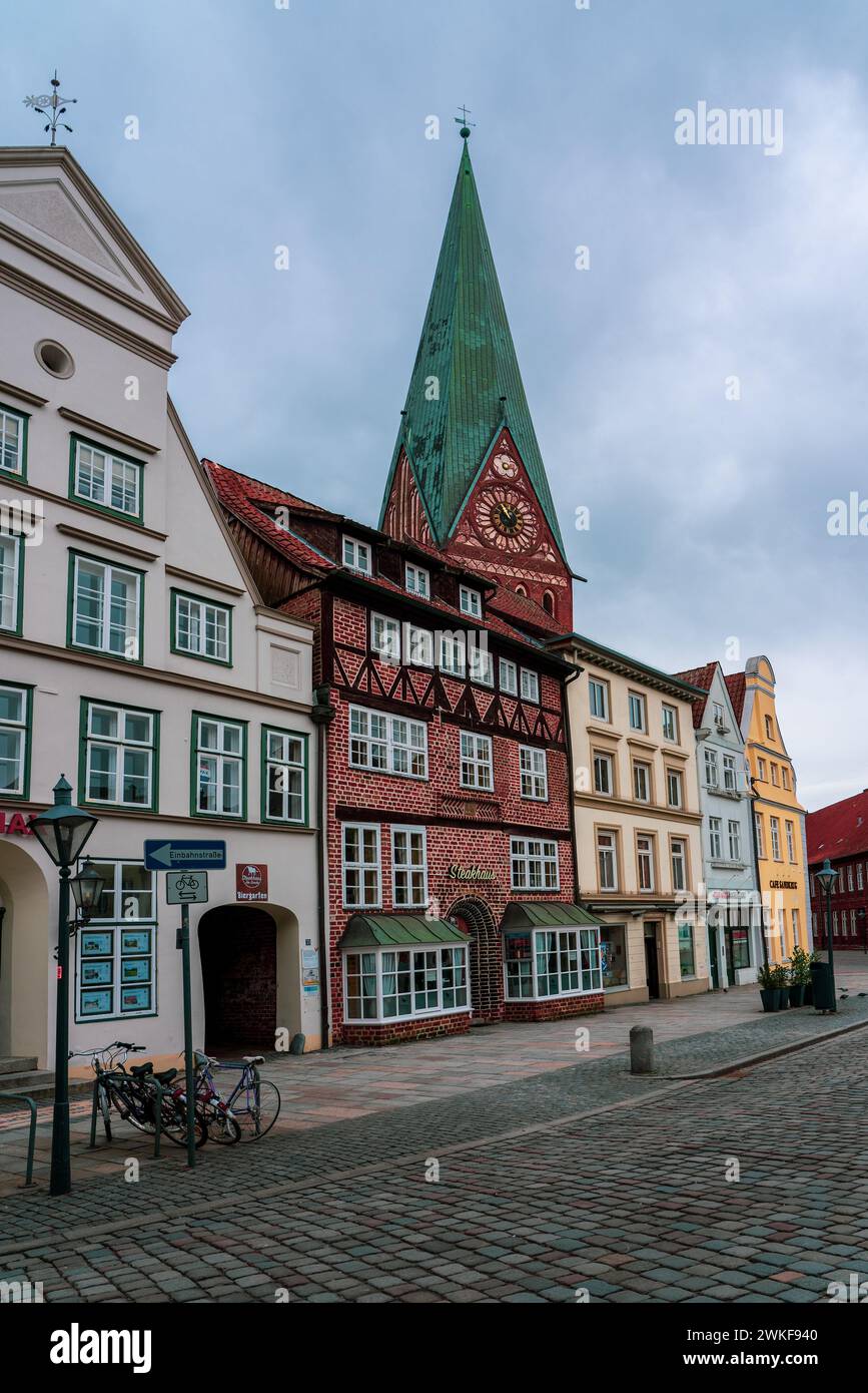 Panoramic view of the architecture of the old town of Lüneburg in ...