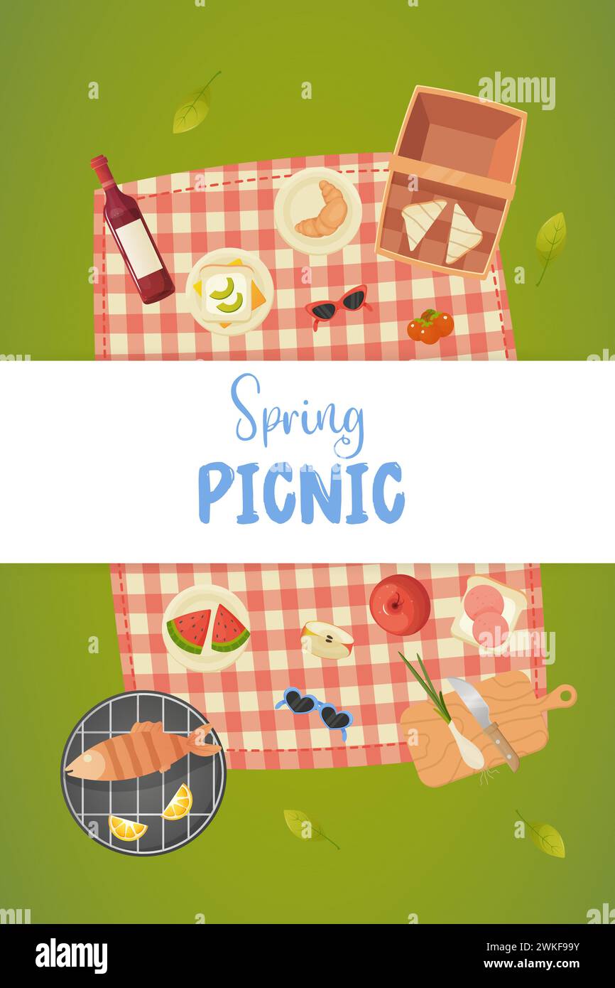 Picnic lunch landscape background Stock Vector Images - Alamy