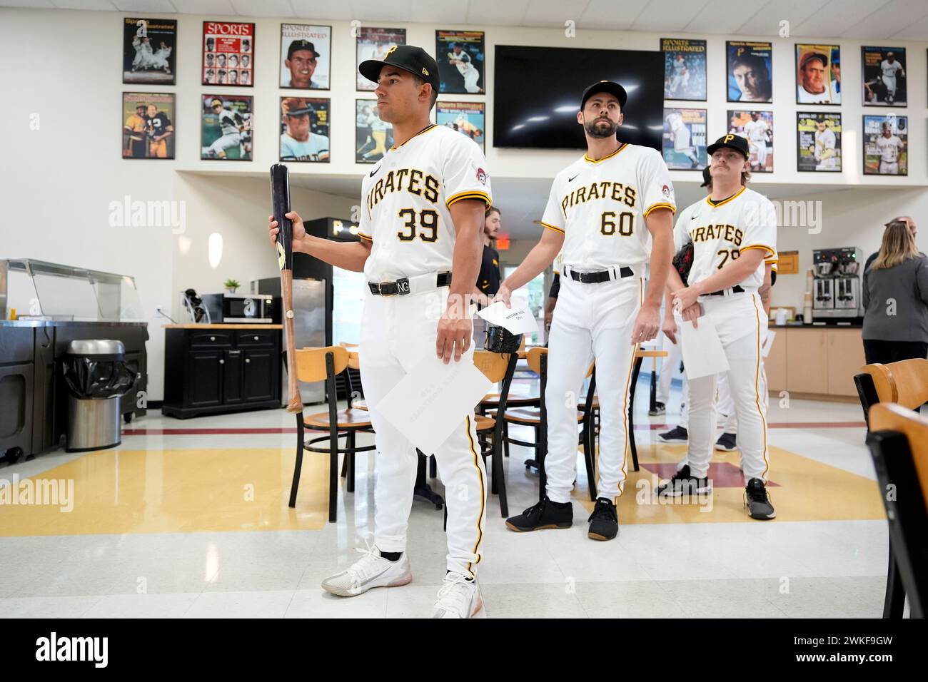 Pittsburgh Pirates second baseman Nick Gonzales (39) and pitcher Ben ...