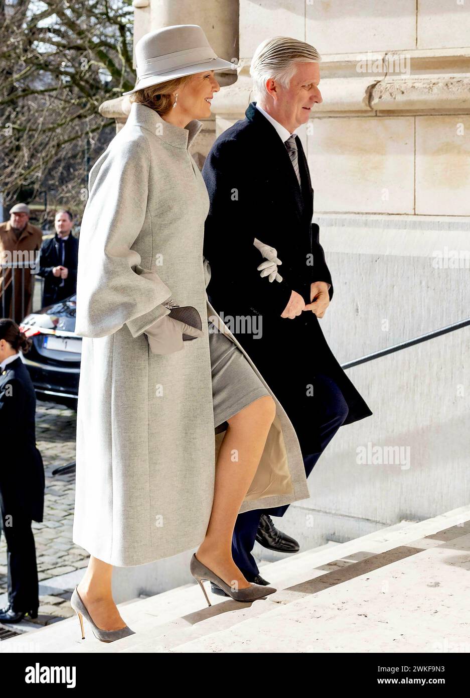 Brussel, Belgien. 20th Feb, 2024. Belgium Queen Mathilde and King Filip ...