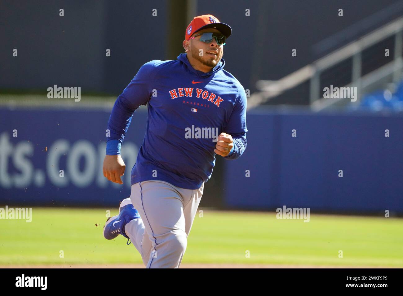 New York Mets catcher Francisco Alvarez runs the bases during a spring ...