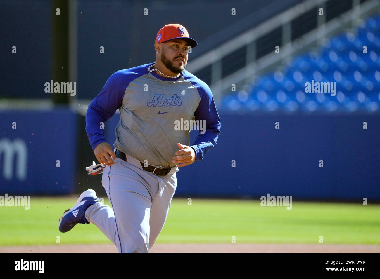 New York Mets catcher Omar Narvaez runs the bases during a spring ...