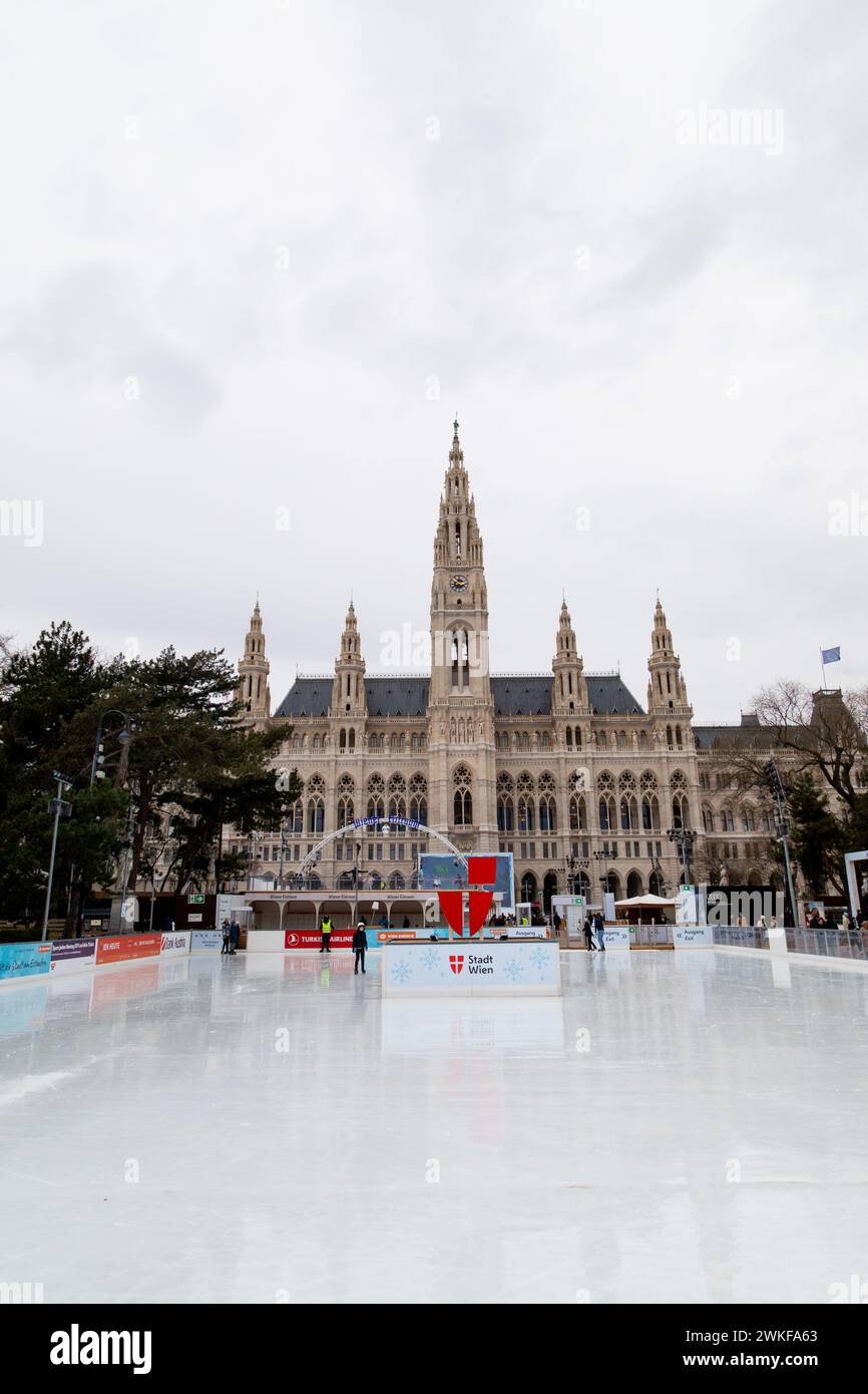Wiener Eistraum ice rink at the Rathaus, Vienna, Austria Stock Photo ...