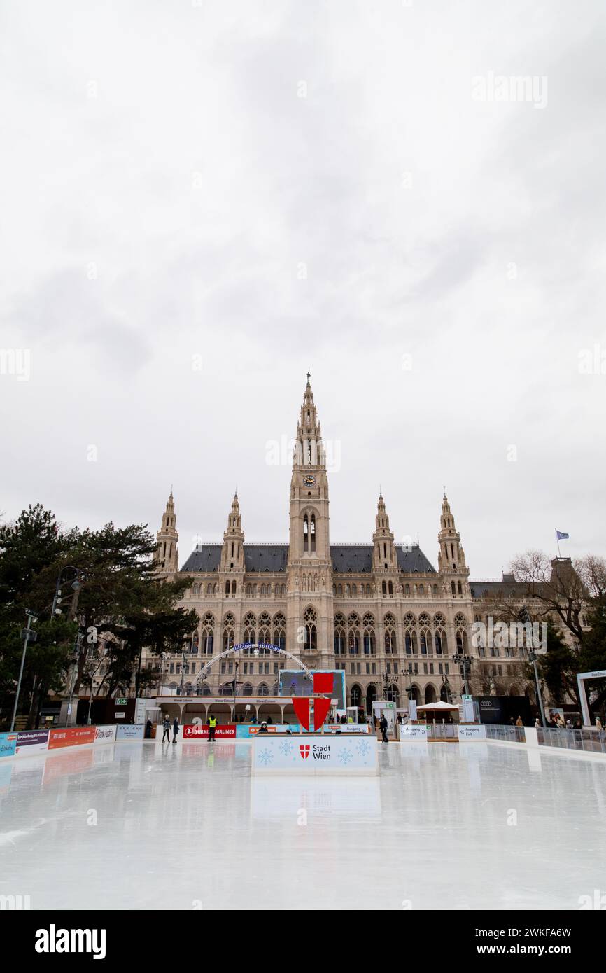 Wiener Eistraum ice rink at the Rathaus, Vienna, Austria Stock Photo ...