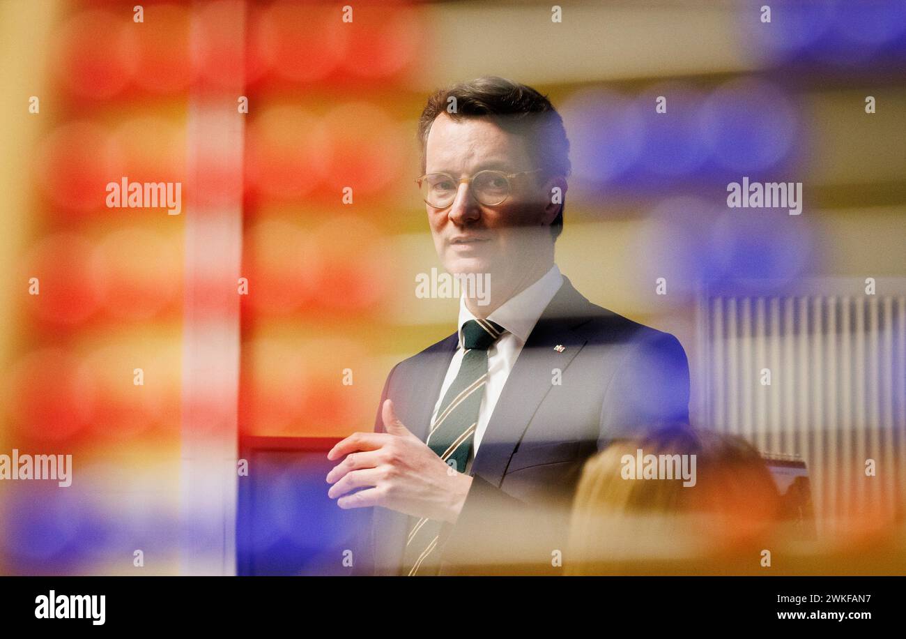 Ahlen, Germany. 20th Feb, 2024. Hendrik Wüst (CDU), Minister President ...