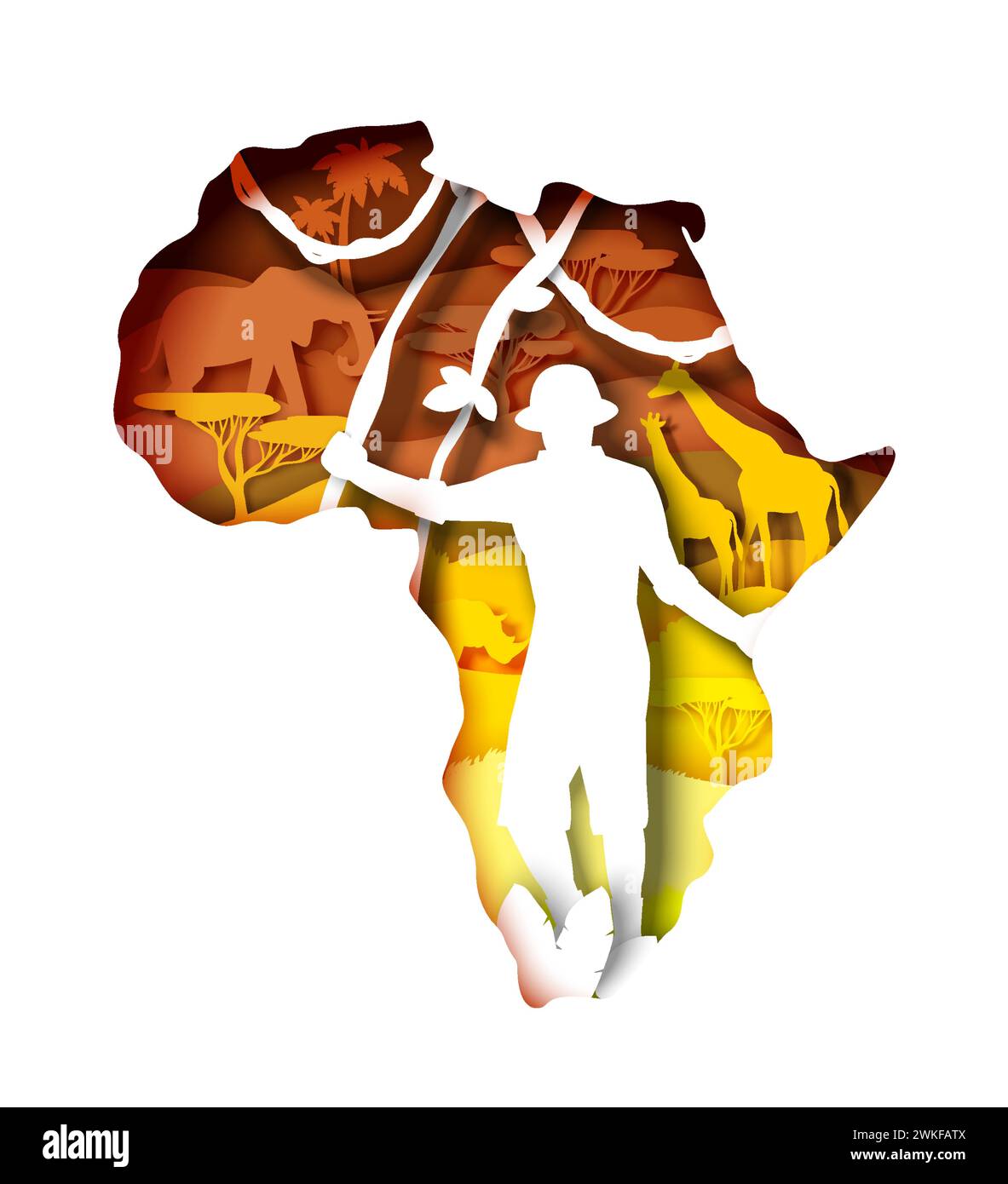 Africa travel poster with paper cut african continent Stock Vector ...