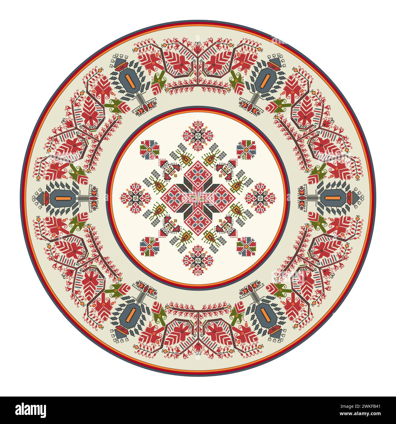 Traditional Bulgarian embroidery design element over white background ...