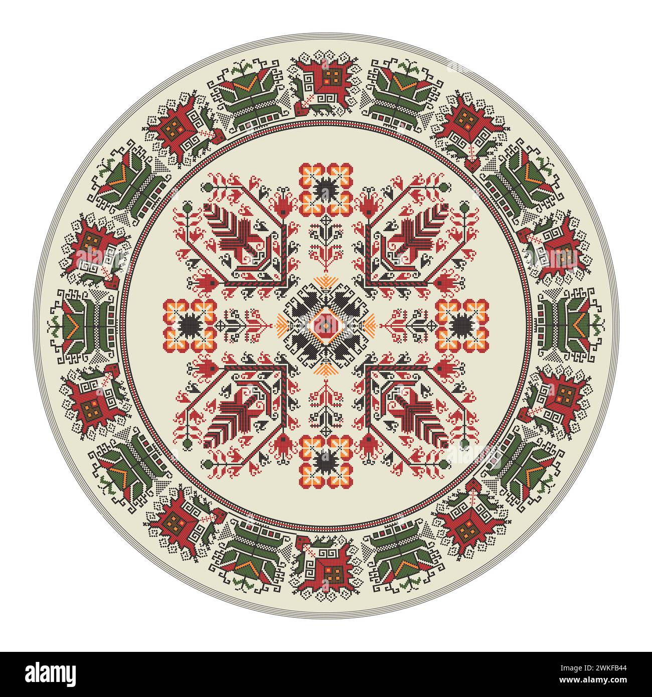 Traditional Bulgarian embroidery design element over white background ...