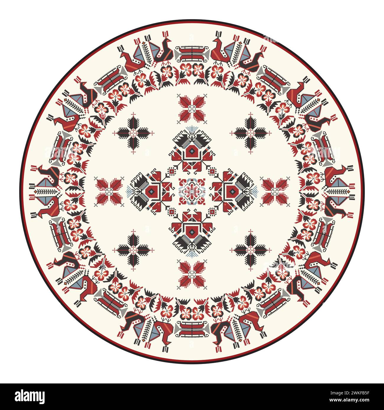 Traditional Bulgarian embroidery design element over white background ...