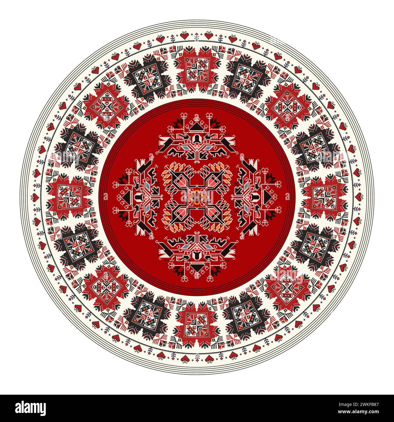 Traditional Bulgarian embroidery design element over white background ...