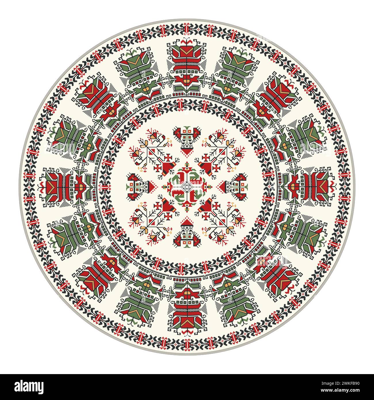 Traditional Bulgarian embroidery design element over white background ...