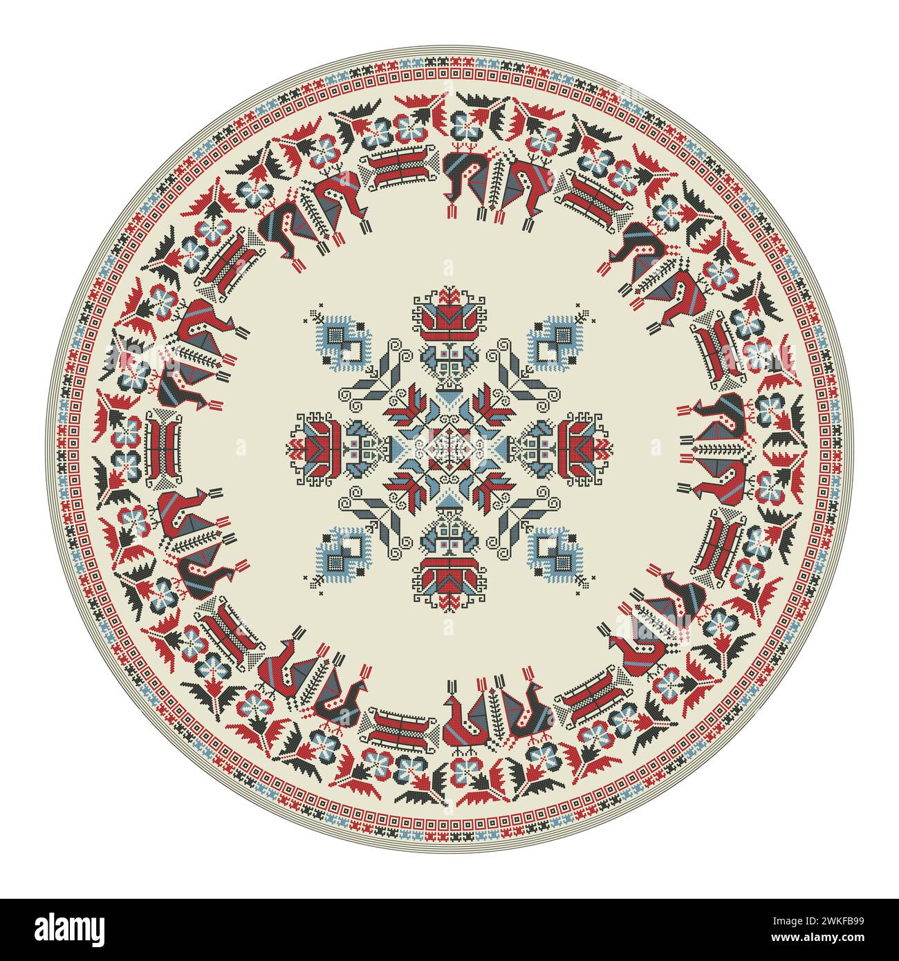 Traditional Bulgarian embroidery design element over white background ...