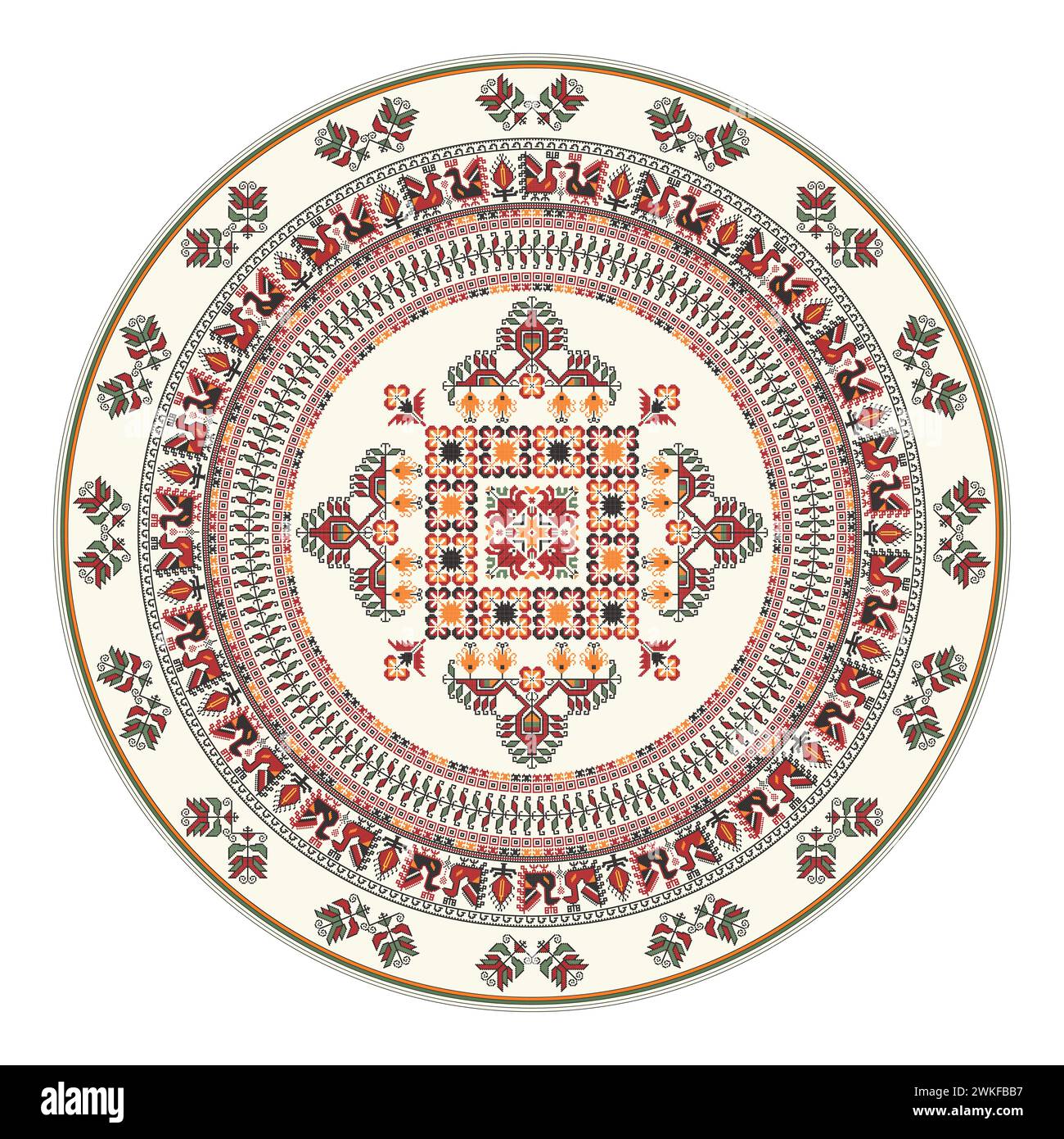 Traditional Bulgarian embroidery design element over white background ...